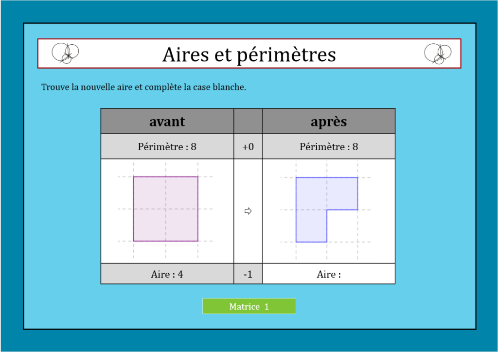 Aires et périmètres – Mathématrices