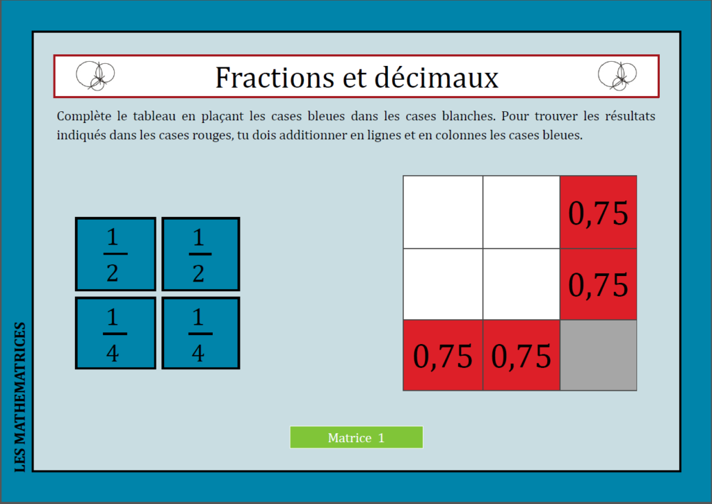 Fractions et décimaux – Mathématrices