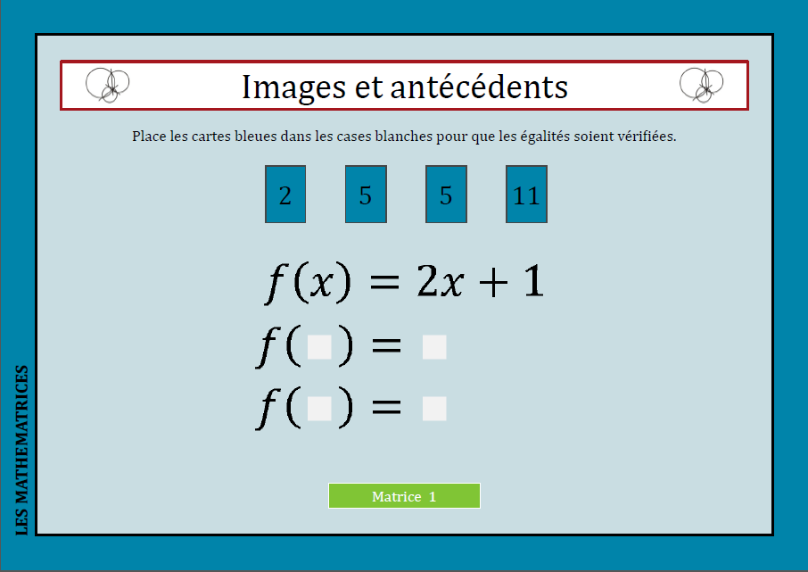 Images et antécédents - Mathématrices