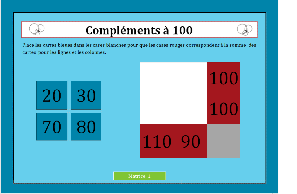 Compléments à 100 – Mathématrices