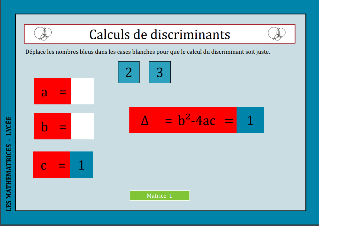 Calculs de discriminants - Mathématrices