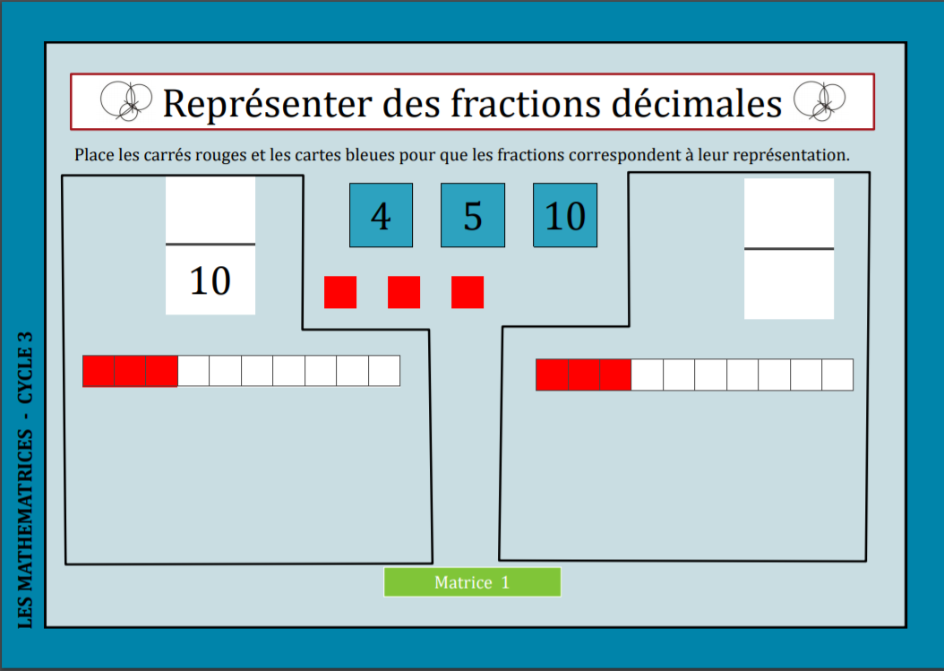 Nouvelle série : représenter des fractions décimales - Mathématrices