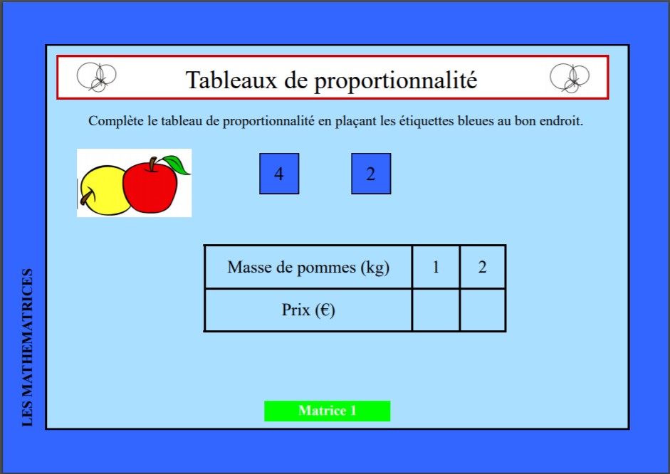 Tableaux de proportionnalité – Mathématrices