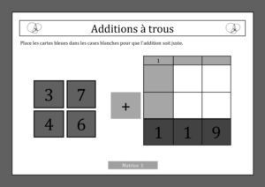 Additions à trous – version niveaux de gris – Mathématrices